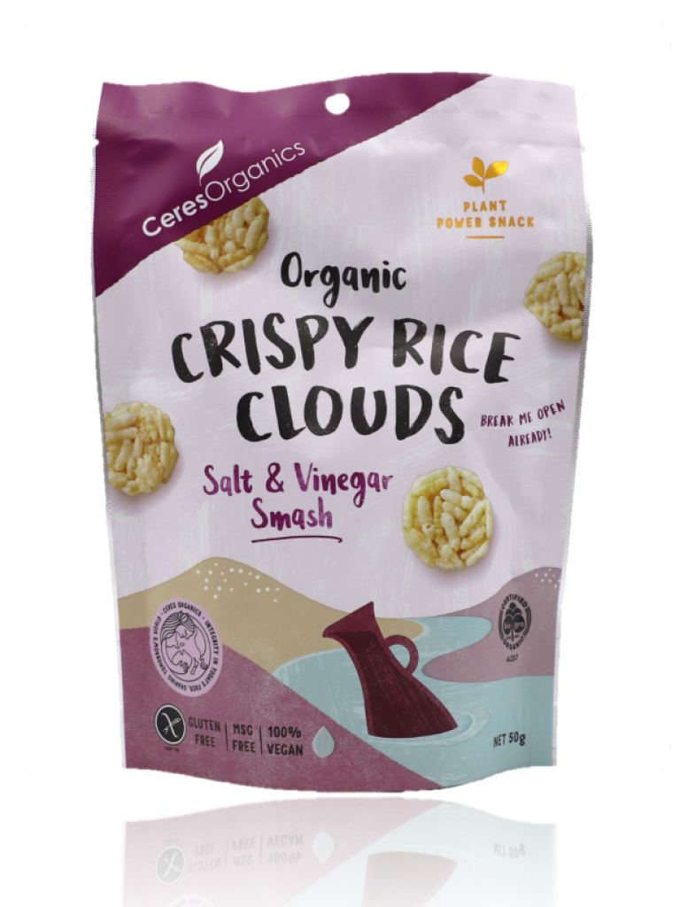Ceres Organics Salt & Vinegar Smash Crispy Rice Clouds 50g – Healthy ...