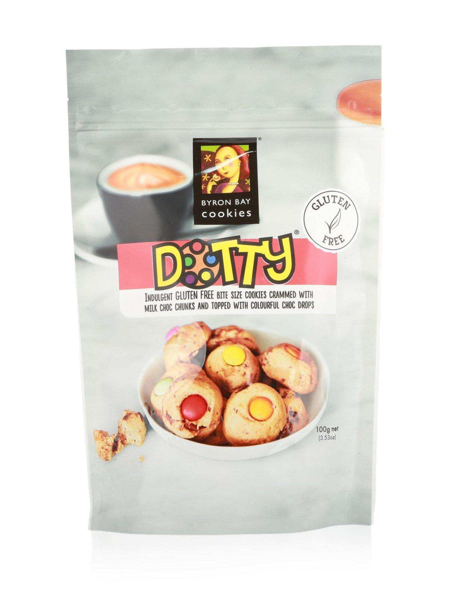 Byron Bay Cookies GF Dotty Cookie Pouch 100g – Healthy Essentials Australia